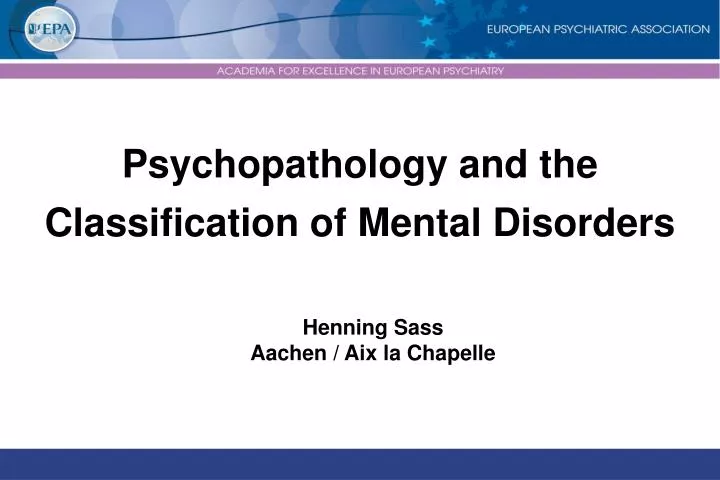 PPT - Psychopathology and the Classification of Mental Disorders ...