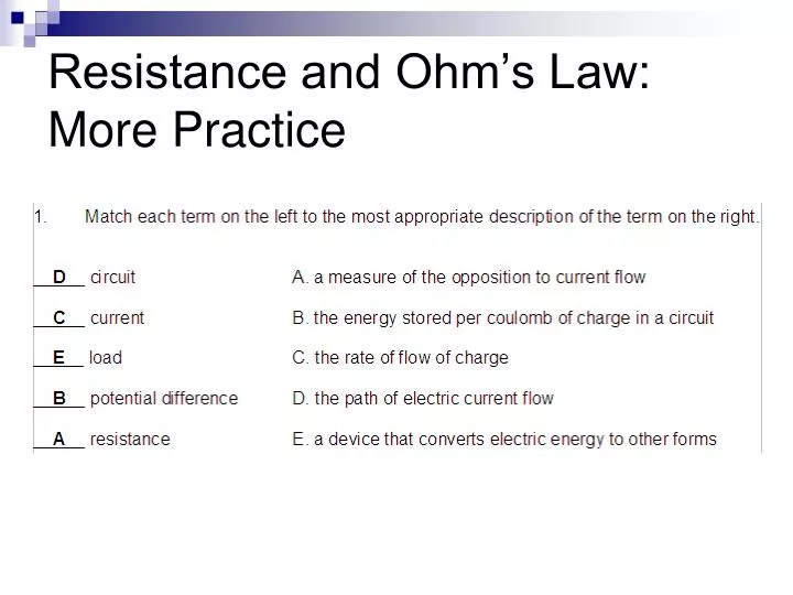 PPT - Resistance and Ohm’s Law: More Practice PowerPoint Presentation ...