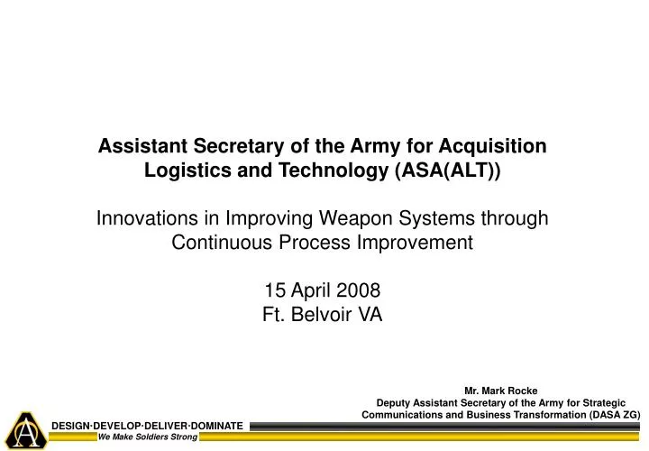 PPT - Assistant Secretary of the Army for Acquisition Logistics and ...
