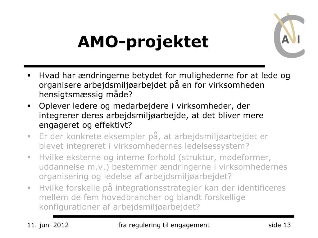 PPT - Fra regulering til engagement i arbejdsmiljøet PowerPoint ...