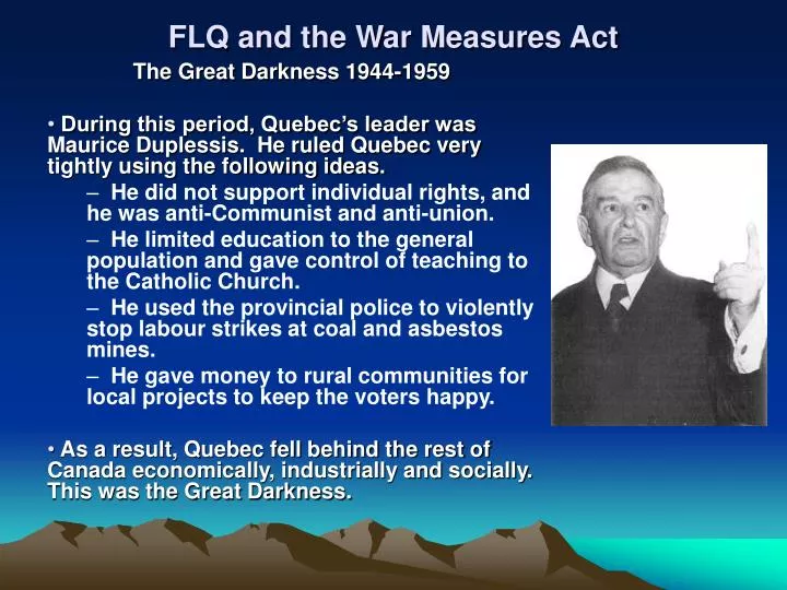 PPT - FLQ and the War Measures Act PowerPoint Presentation, free ...