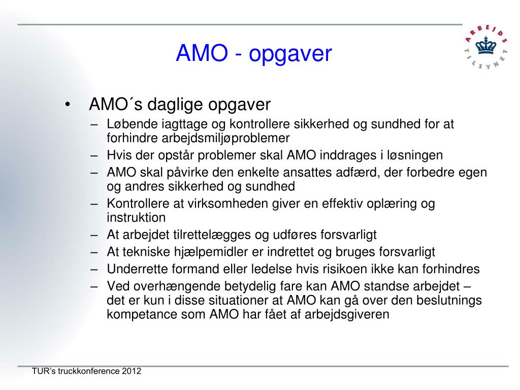 PPT - TUR’s truckkonference 2012 Indlæg fra Arbejdstilsynet PowerPoint ...