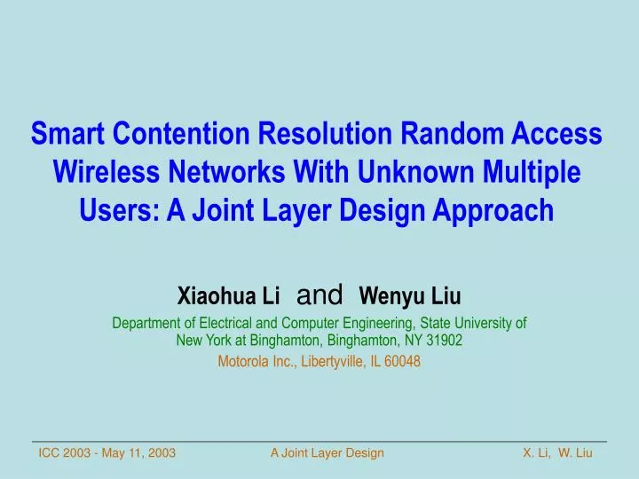 PPT - Xiaohua Li and Wenyu Liu PowerPoint Presentation, free download ...