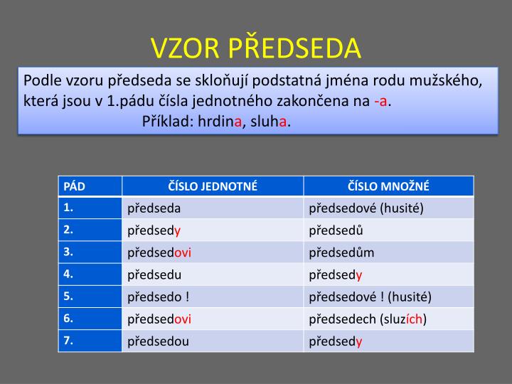 PPT - SKLOŇOVÁNÍ PODLE VZORU PŘEDSEDA A SOUDCE PowerPoint Presentation ...