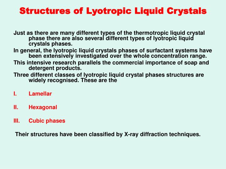 PPT - Lyotropic liquid crystals- Anisotropic Solutions PowerPoint ...