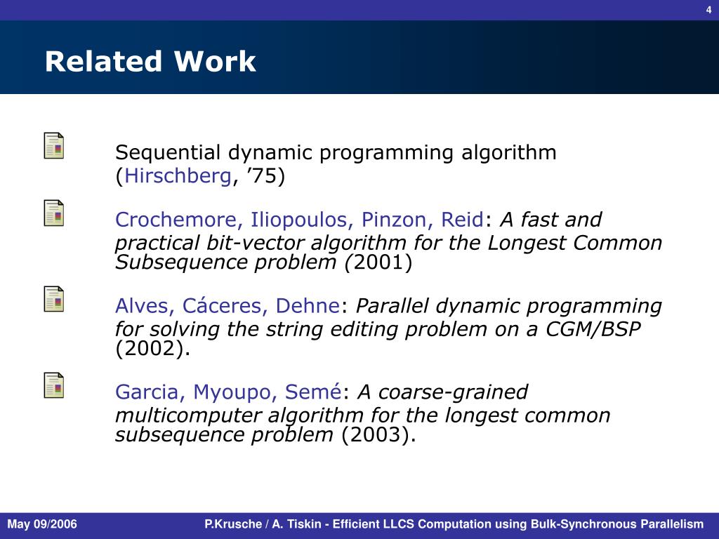 Ppt Efficient Longest Common Subsequence Computation Using Bulk Synchronous Parallelism