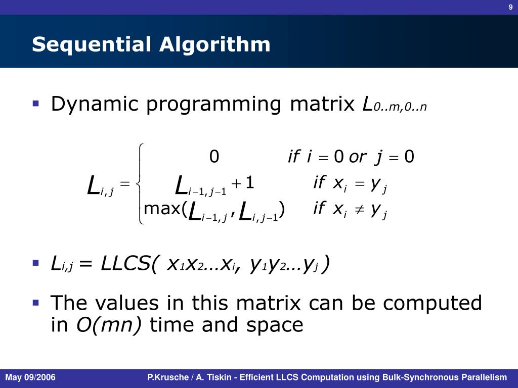 Ppt Efficient Longest Common Subsequence Computation Using Bulk Synchronous Parallelism 1522