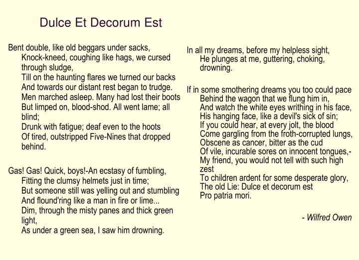PPT - “Dulce Et Decorum Est” PowerPoint Presentation - ID:4203074