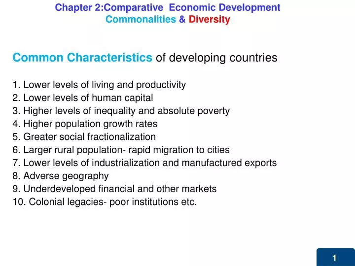 PPT - Chapter 2:Comparative Economic Development Commonalities ...