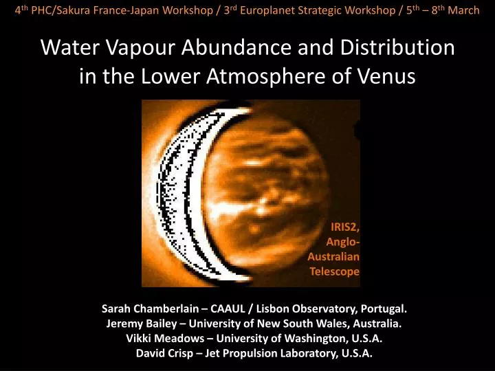 PPT - Water Vapour Abundance and Distribution in the Lower Atmosphere ...