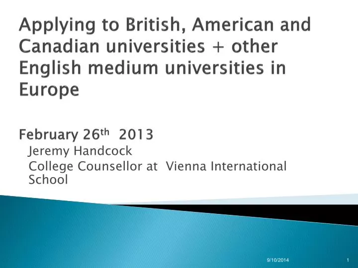 PPT - Jeremy Handcock College Counsellor at Vienna International School ...