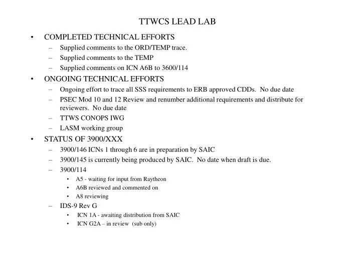 PPT - TTWCS LEAD LAB PowerPoint Presentation, free download - ID:4204887