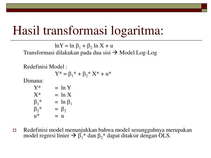 PPT - BENTUK-BENTUK FUNGSIONAL DARI MODEL REGRESI PowerPoint ...