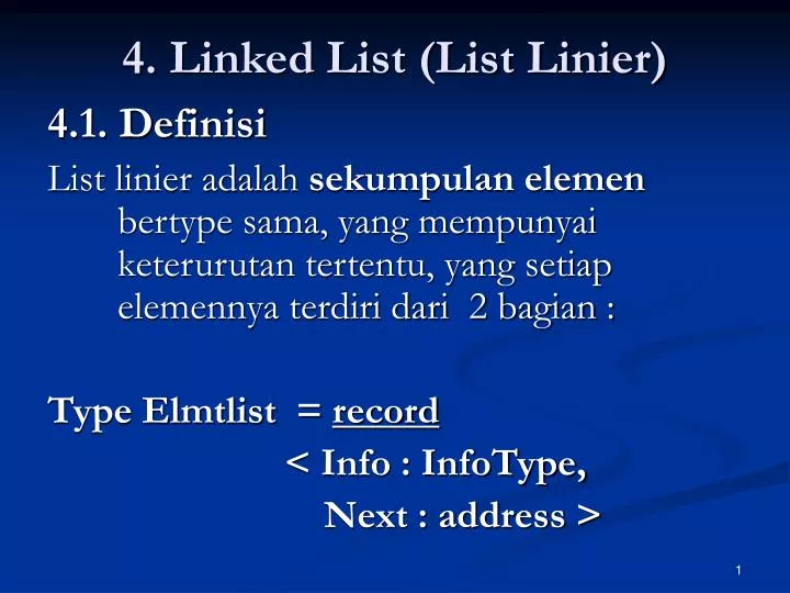 PPT - 4. Linked List (List Linier) PowerPoint Presentation, free ...