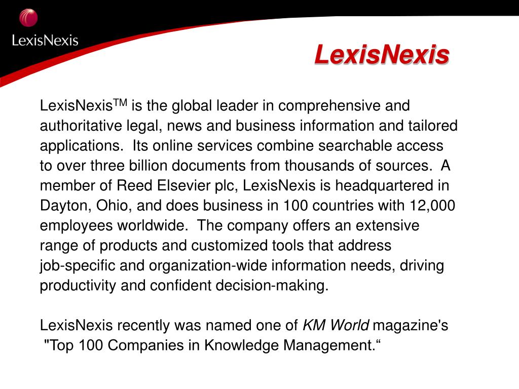 PPT - Joseph Reilly Information Professional Consultant LexisNexis ...