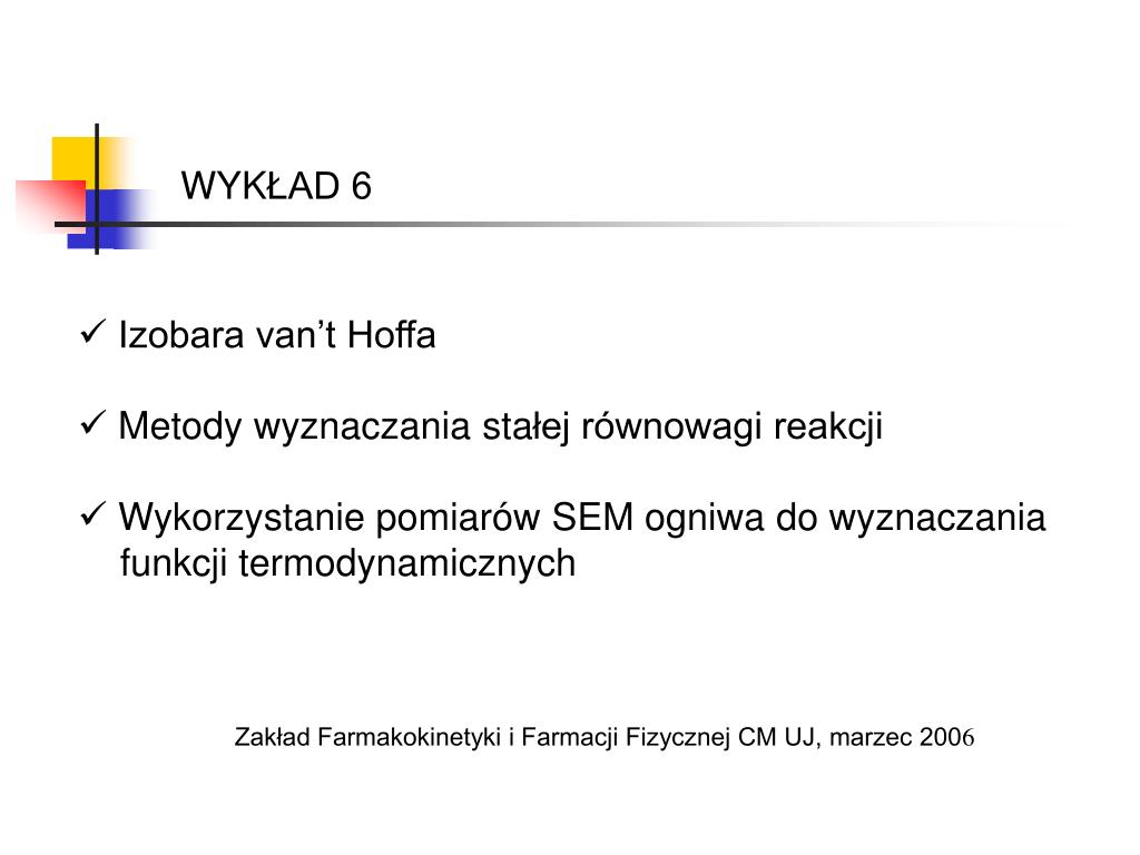 PPT - Izobara van’t Hoffa Metody wyznaczania sta łej równowagi reakcji ...