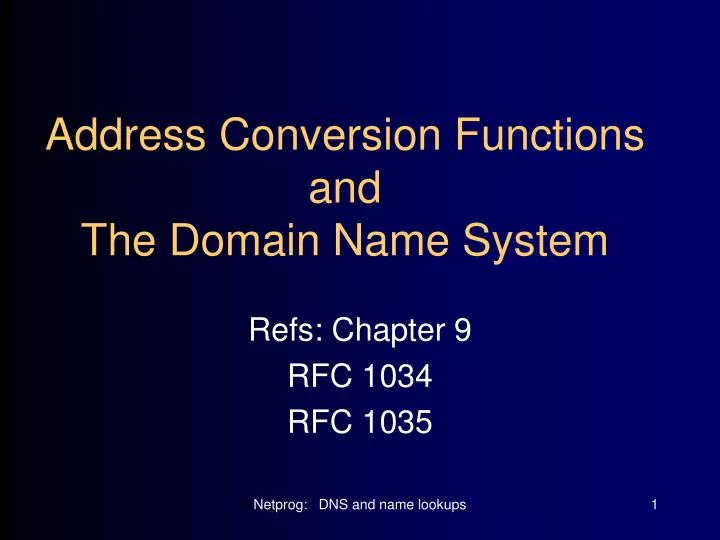 PPT - Address Conversion Functions and The Domain Name System ...