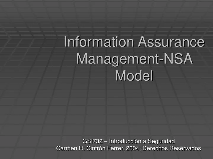 PPT - Information Assurance Management-NSA Model PowerPoint ...