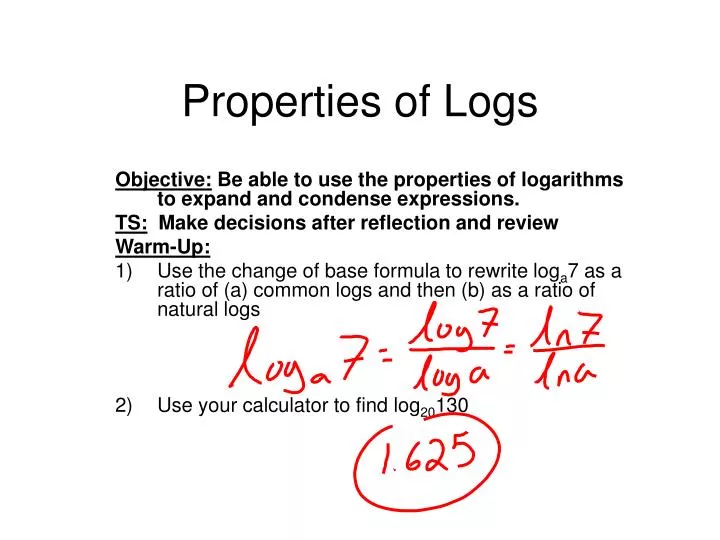 PPT - Properties of Logs PowerPoint Presentation, free download - ID ...