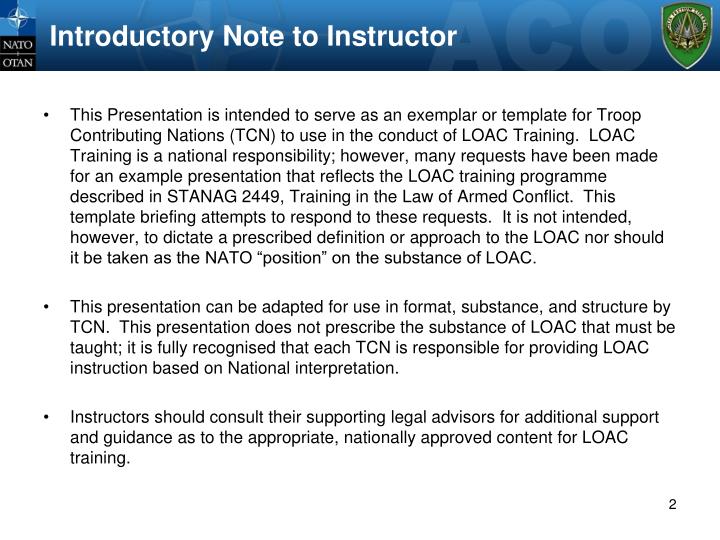 PPT - STANAG 2449 LOAC Training Module Template PowerPoint Presentation ...
