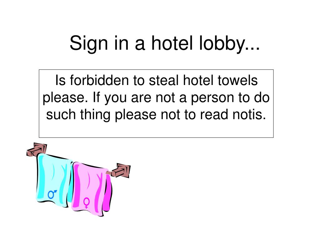 PPT - Sign in a hotel lobby... PowerPoint Presentation, free download ...