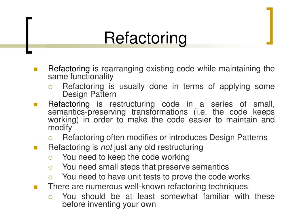 Ppt Refactoring To Patterns Powerpoint Presentation Free Download