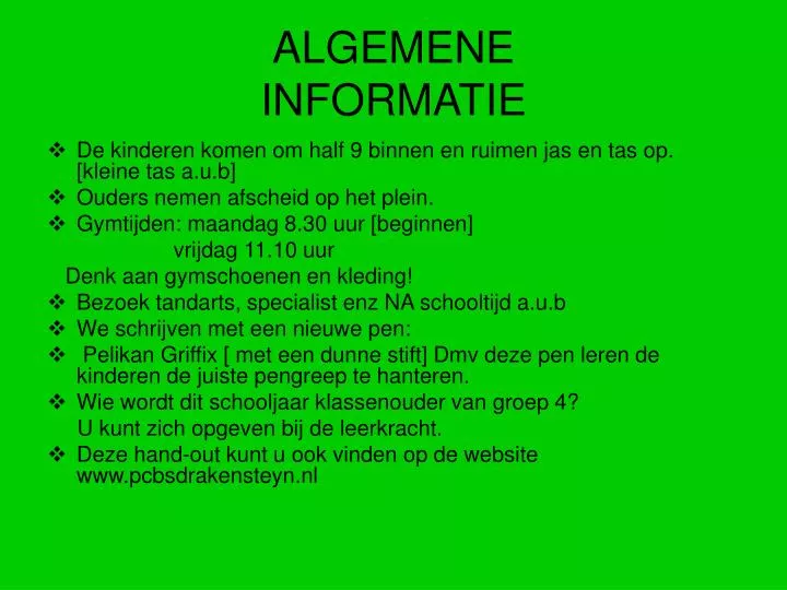 PPT - ALGEMENE INFORMATIE PowerPoint Presentation, free download - ID ...