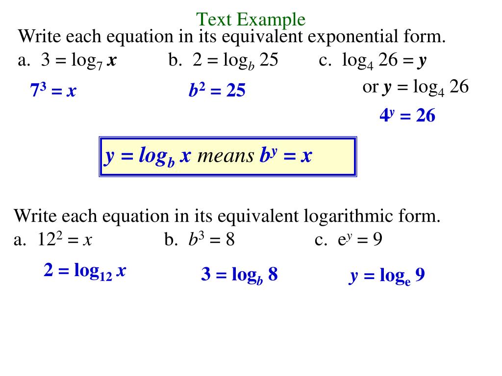 PPT Definition Of A Logarithmic Function PowerPoint Presentation 