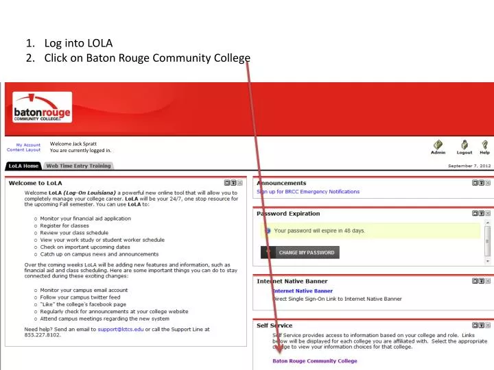 PPT - Log into LOLA Click on Baton Rouge Community College PowerPoint ...