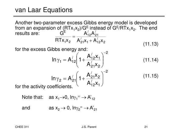 PPT - 7. Liquid Phase Properties from VLE Data (11.1) PowerPoint ...