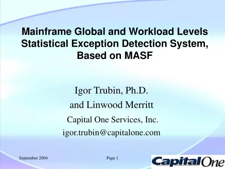 Ppt Mainframe Global And Workload Levels Statistical Exception Detection System Based On Masf