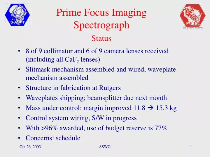 PPT - Prime Focus Imaging Spectrograph Status PowerPoint Presentation ...