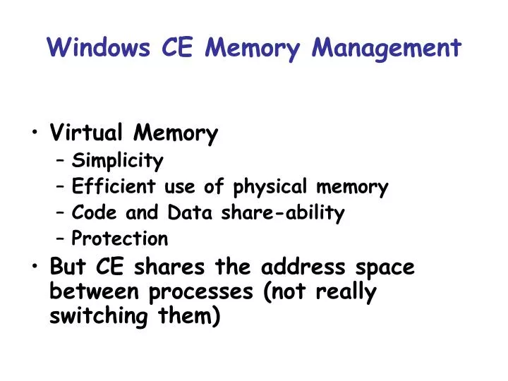 PPT - Windows CE Memory Management PowerPoint Presentation, free ...