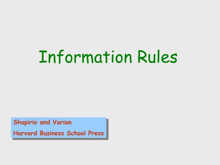 PPT - Information Rules PowerPoint Presentation, free download - ID:4216738