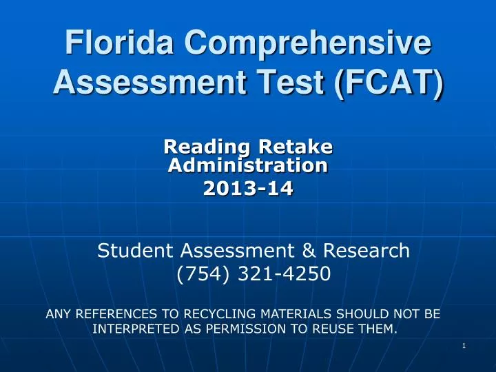 PPT - Florida Comprehensive Assessment Test (FCAT) PowerPoint ...