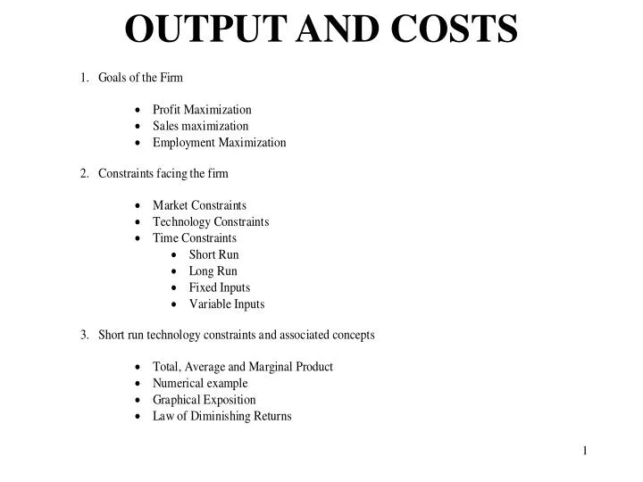 PPT - OUTPUT AND COSTS PowerPoint Presentation, free download - ID:4217041