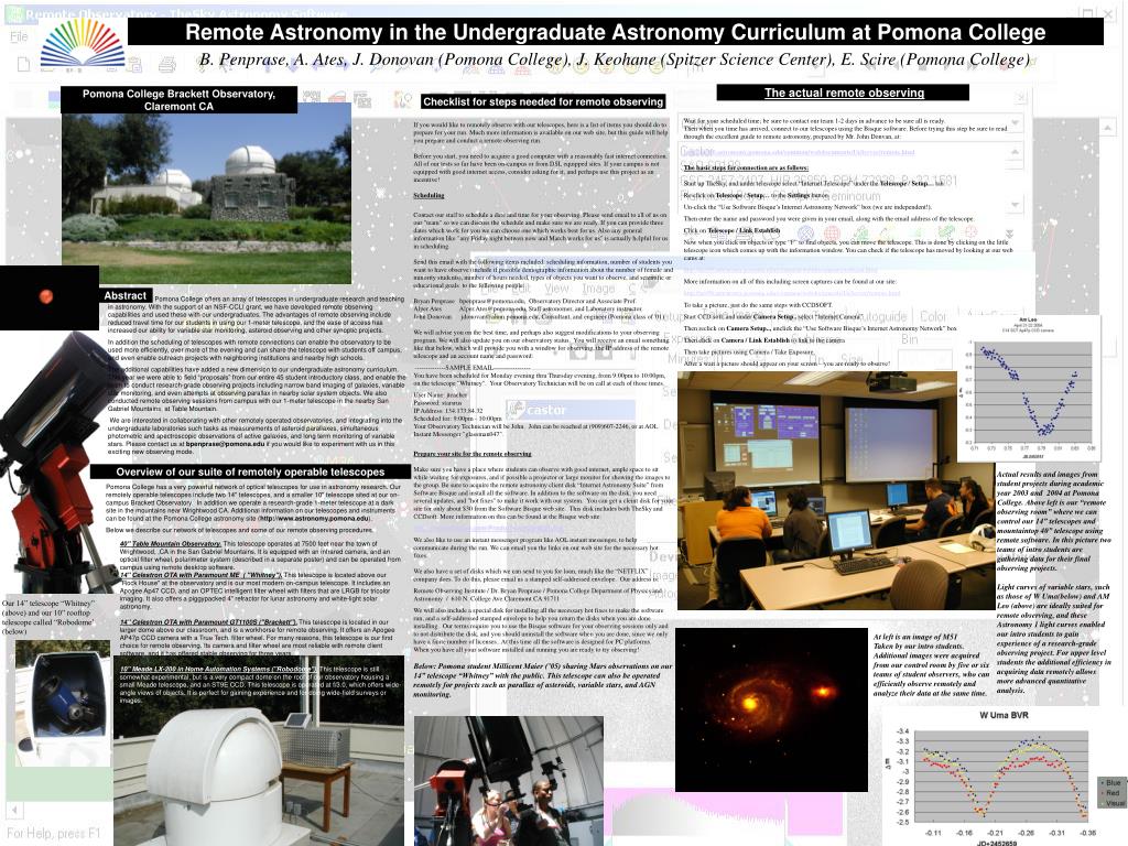 PPT - Remote Astronomy in the Undergraduate Astronomy Curriculum at ...