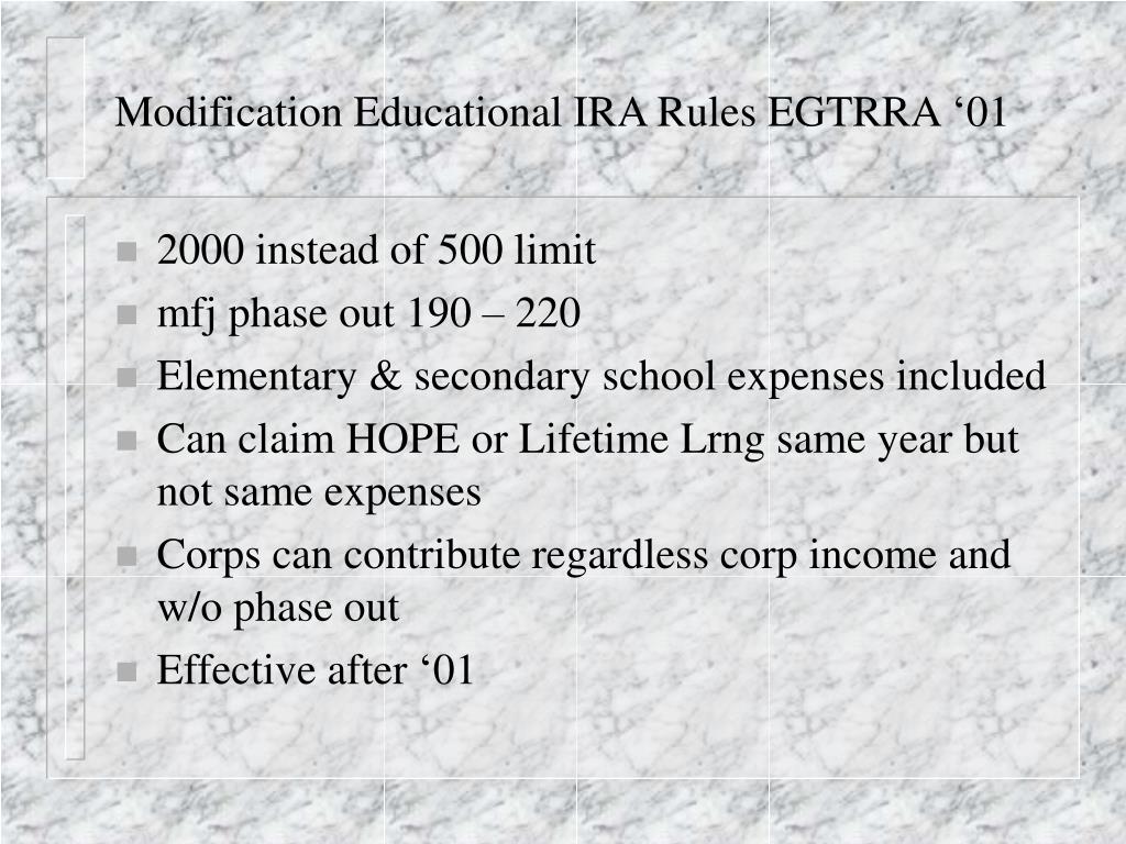PPT - IRA Provisions Tax 1 Chap 8 Tax 3 - Chap 19 (indivs text ...