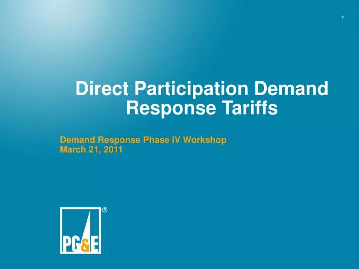 PPT - Direct Participation Demand Response Tariffs PowerPoint ...