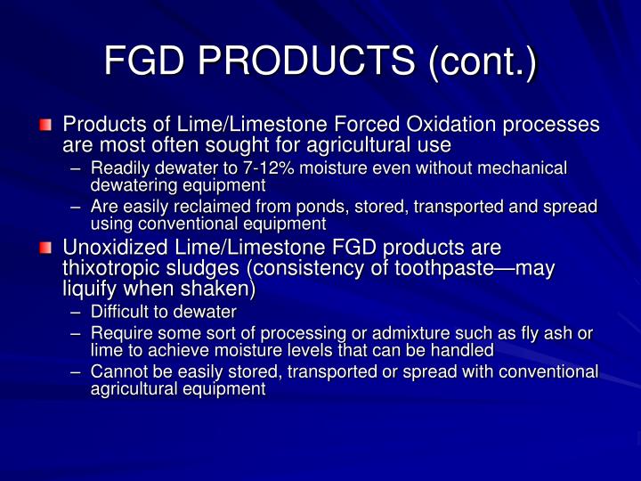 PPT - FLUE GAS DESULFURIZATION (FGD) GYPSUM PRODUCTION, PROCESSING AND ...