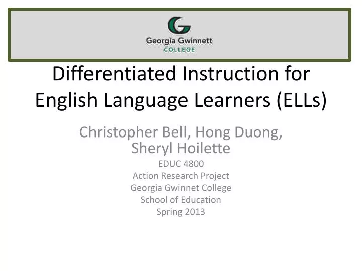 PPT - Differentiated Instruction for English Language Learners (ELLs ...