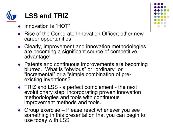 PPT - Innovation Using TRIZ: The Next Frontier for Lean Six Sigma ...