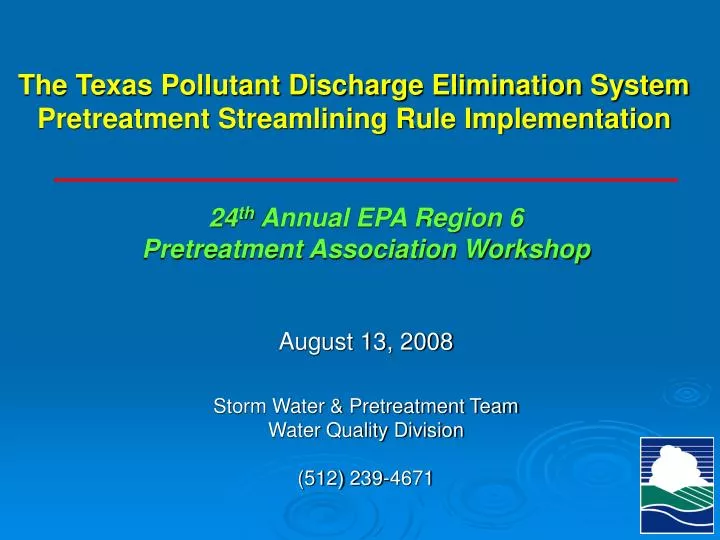 PPT - The Texas Pollutant Discharge Elimination System Pretreatment ...