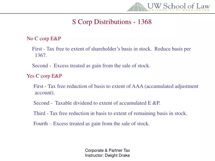 PPT - S Corp Distributions - 1368 PowerPoint Presentation, free ...