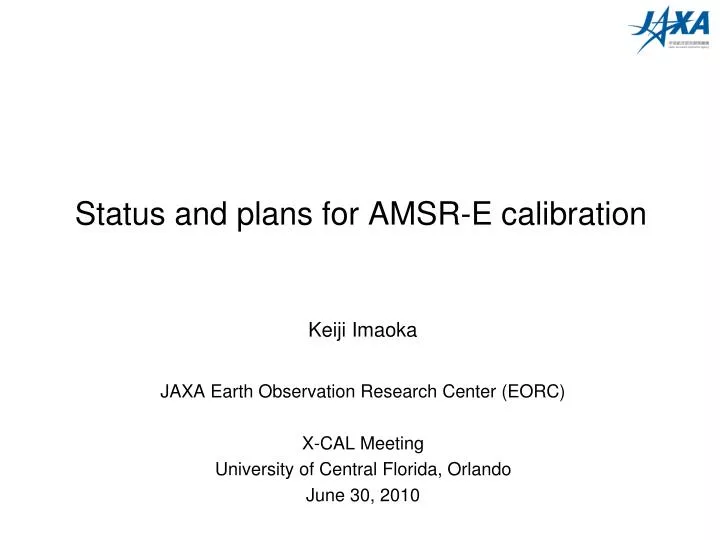 PPT - Status and plans for AMSR-E calibration PowerPoint Presentation ...