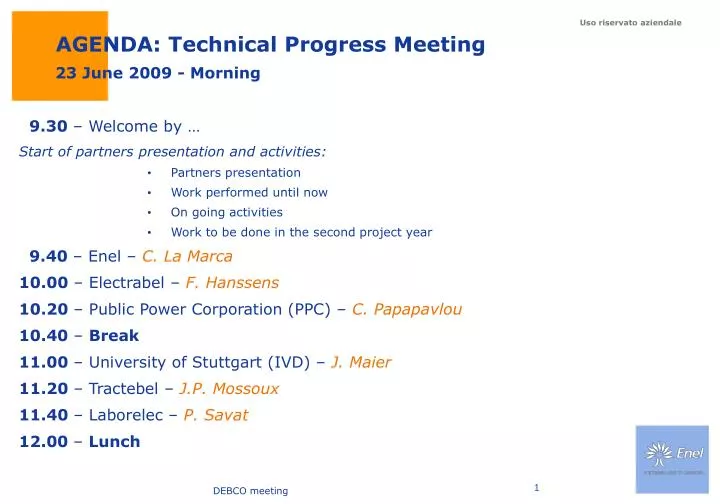 PPT - AGENDA: Technical Progress Meeting PowerPoint Presentation, free ...