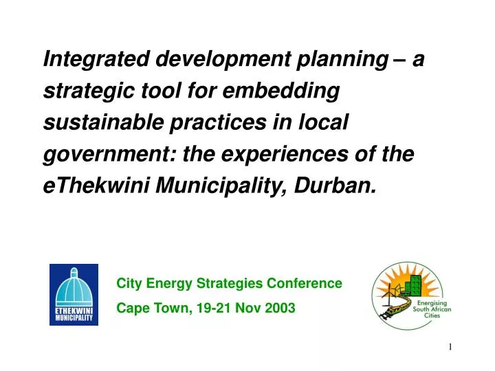 PPT - Integrated development planning – a strategic tool for embedding ...