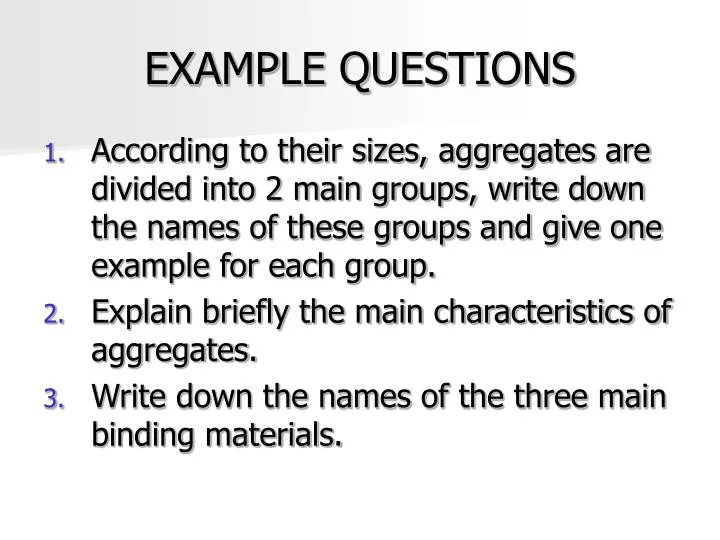 PPT - EXAMPLE QUESTIONS PowerPoint Presentation, free download - ID:4224401