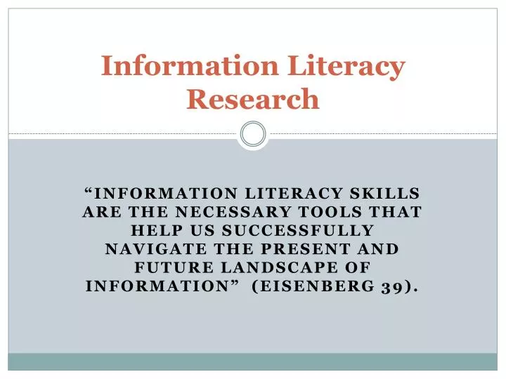 PPT - Information Literacy Research PowerPoint Presentation, free ...