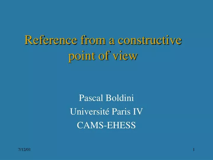 PPT - Reference from a constructive point of view PowerPoint ...